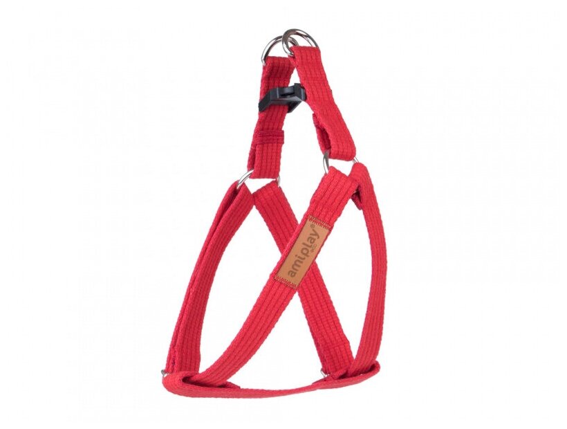 Шлейка регулируемая AmiPlay EASY GO Cotton S 20-35/1.5 см, красная