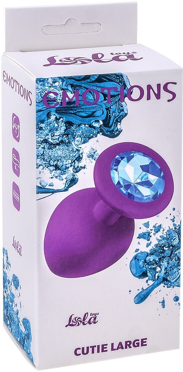 Анальная пробка Emotions Cutie Large Purple light blue crystall