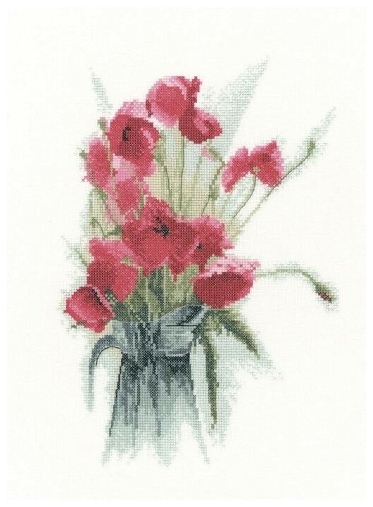 Набор для вышивания Heritage #JCJP1302E Маки в вазе, Счетный крест, 20.5 x 30 см