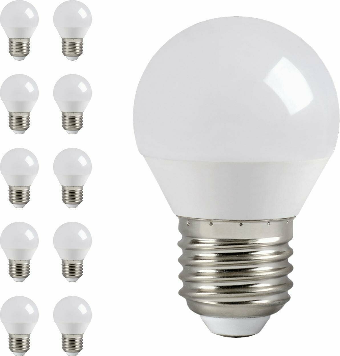 Светодиодная лампа IEK ECO 7W эквивалент 60W 4000K 630Лм E27 шар (комплект из 10 шт)