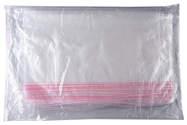 Пакет фасовочный ПП 60х70+5см с клеевым клапаном 30 мкм 100 шт/уп 1642061