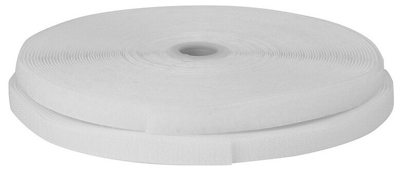 Лента контактная (липучка для шитья, велкро) шир.20мм цв. белый упак.25 м