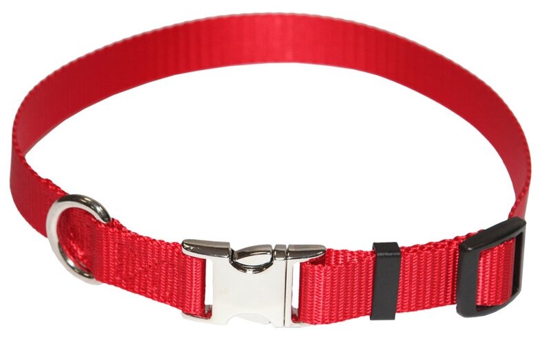 Ошейник для собак нейлоновый PRIDE титан с метал застежкой, цвет красный, ширина 1,5 см, обхват шеи - 26,5-35 см