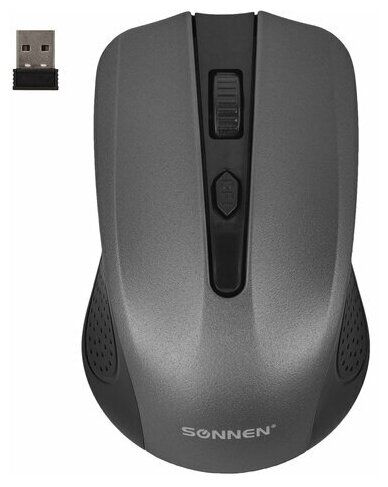 2 шт. Мышь беспроводная SONNEN V99, USB, 1000/1200/1600 dpi, 4 кнопки, оптическая, серая, 513528