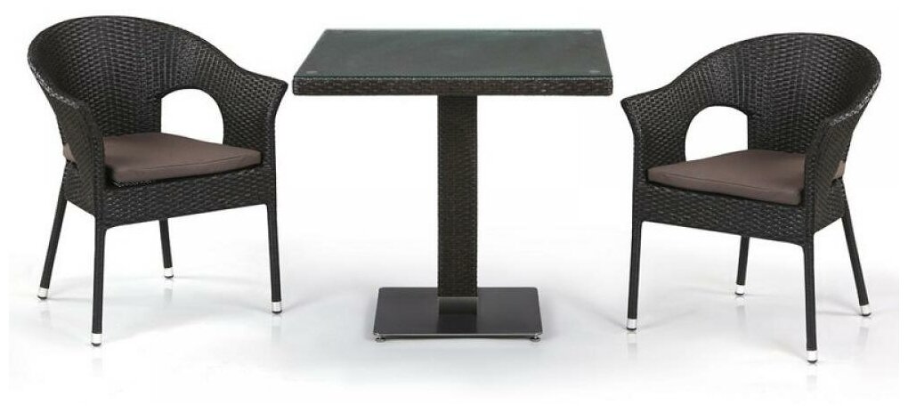 Кофейный комплект плетеной мебели Афина T605SWT/Y79A-W53 (2+1) Brown