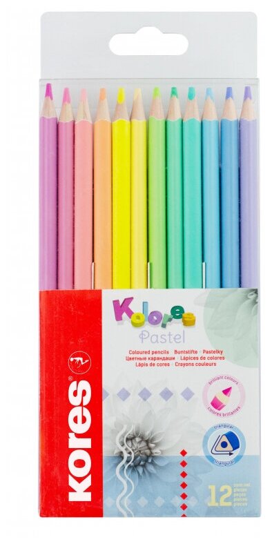 Карандаши цветные 12 цв. 3-гран, Kores Kolores Pastel, 93311 1311705