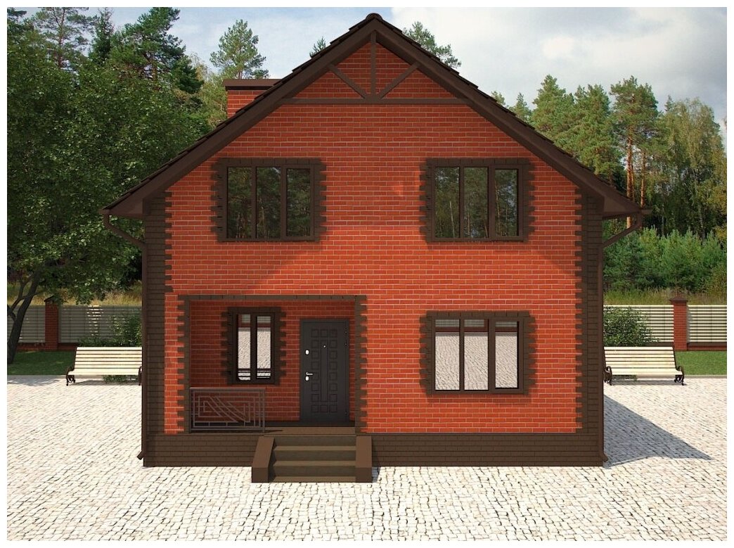 Проект дома для ипотеки и строительства 15-0004 (120,1 м2, 8,96*8,96 м, керамический блок 380 мм, облицовочный кирпич)