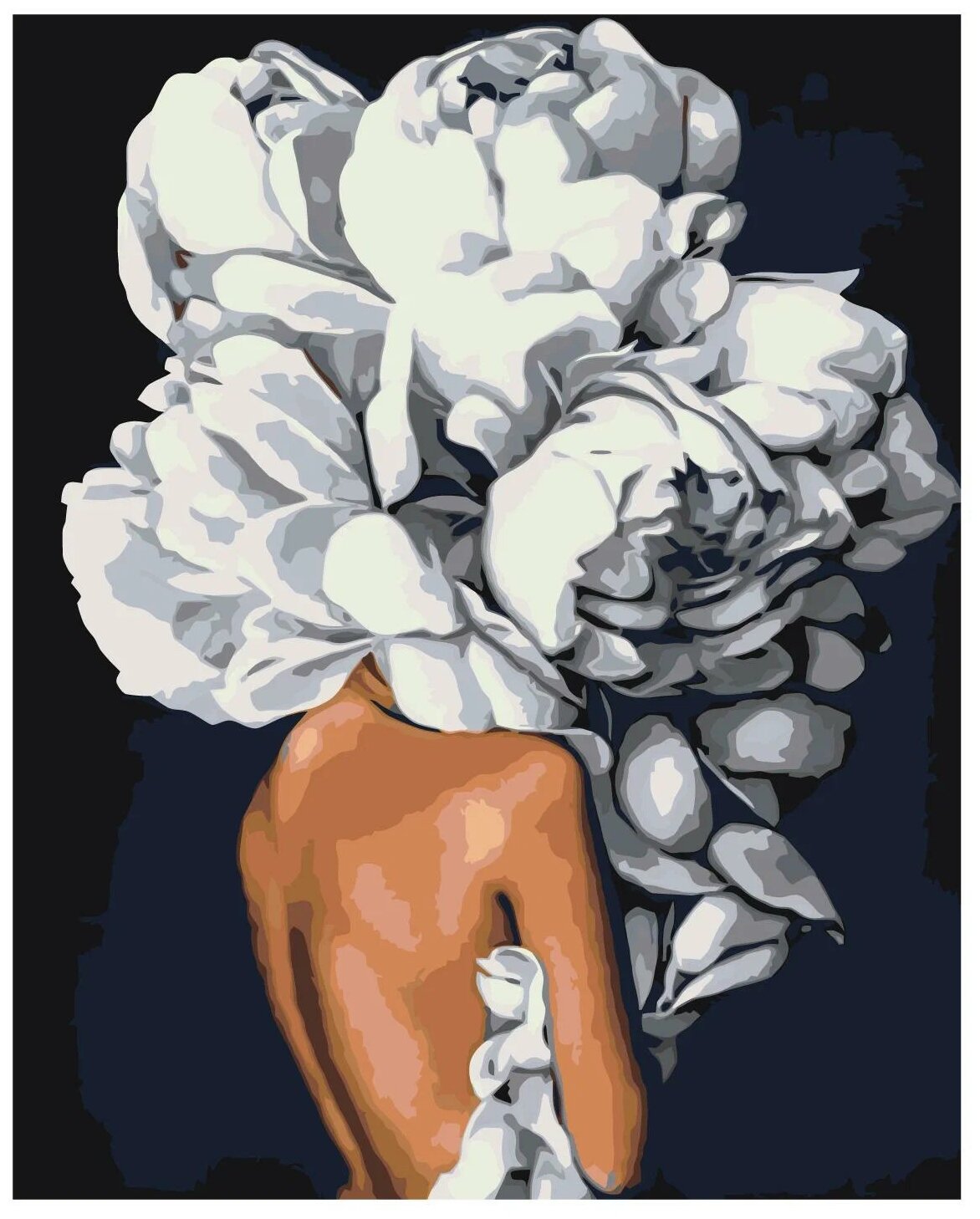 Скромная цветочная голова девушки Раскраска картина по номерам на холсте