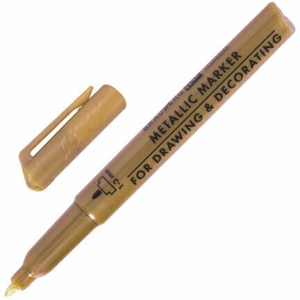Маркер для декорирования и рисования золотистый BRAUBERG ART METALLIC, линия письма 1-3 мм, 152438