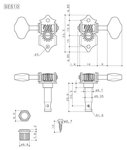 Механика для гитары Gotoh SE510-SLB-GG