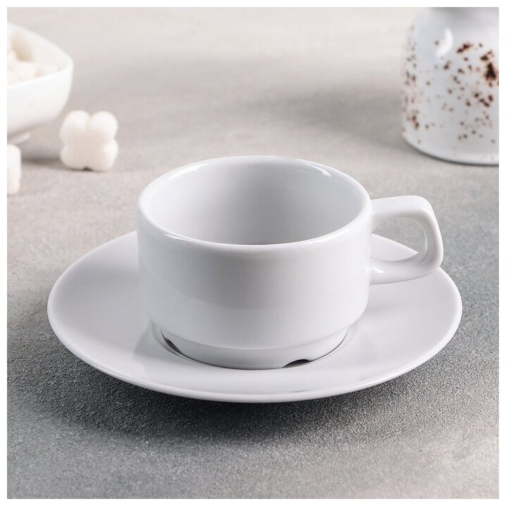 Кофейная пара "Белая", 170 мл, штабелируемая, набор для кофе, для кофейной церемонии