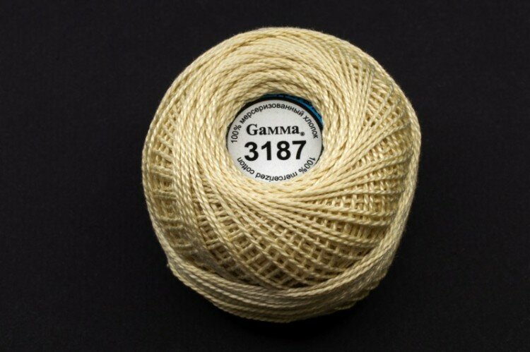 Нитки Ирис Gamma, цвет 3187 бежевый, 82м/10г, хлопок 100%, 1шт