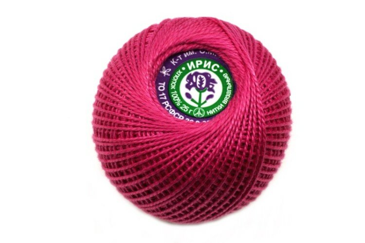 Нитки Ирис цвет 1112 темно-малиновый, 150м/25г, хлопок 100%, 1шт