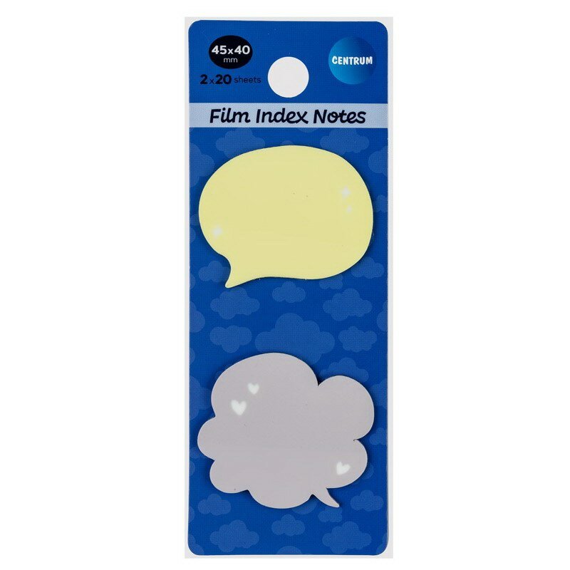 Клейкие листки-индексы CENTRUM пластиковые Идея, 45х40 мм, 2 вида по 20 листов 89819