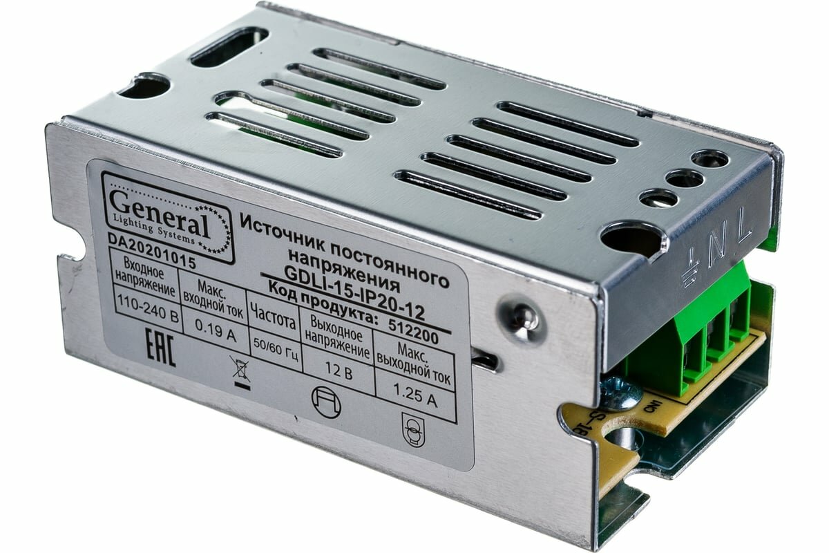 General Lighting Systems Драйвер для светодиодной ленты 15Вт 12В IP20 GDLI-15-IP20-12 512200