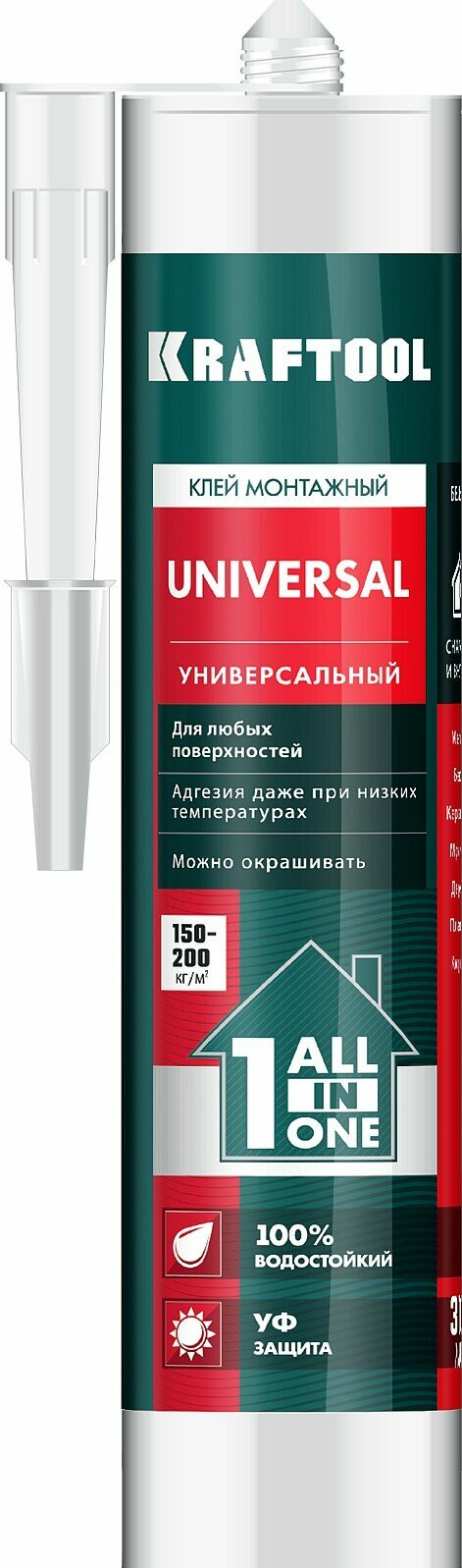 Клей монтажный KRAFTOOL KraftNails Premium KN-601, универсальный, для наружных и внутренних работ, 310мл (41341_z01)