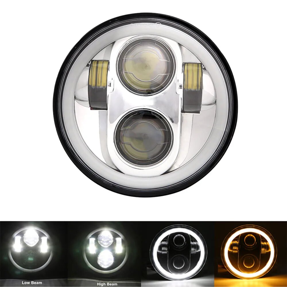 5,75" LED фара для Harley Dyna Street Bob FXDB, Sliver, 50W