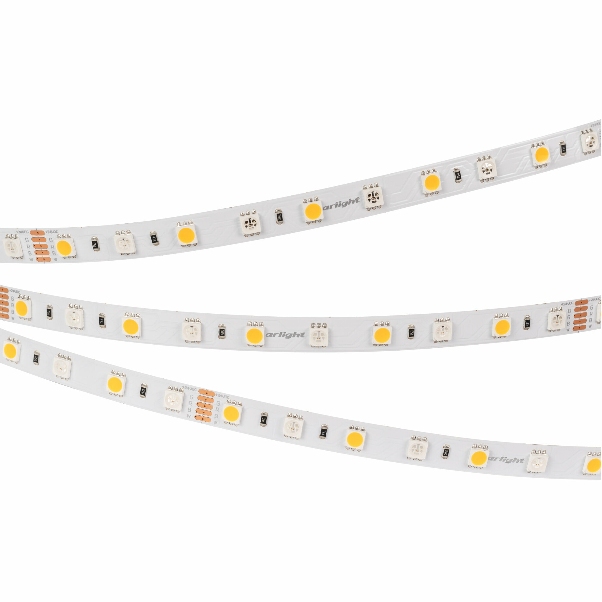 Лента RTW-SE-B60-10mm 24V RGBW-White (14.4 W/m, IP65, 5060, 5m) (Arlight, Открытый)