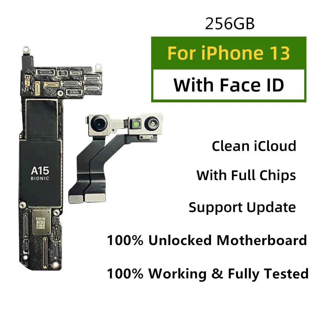 Материнская плата iPhone 13 256GB с Face ID, разблокированная