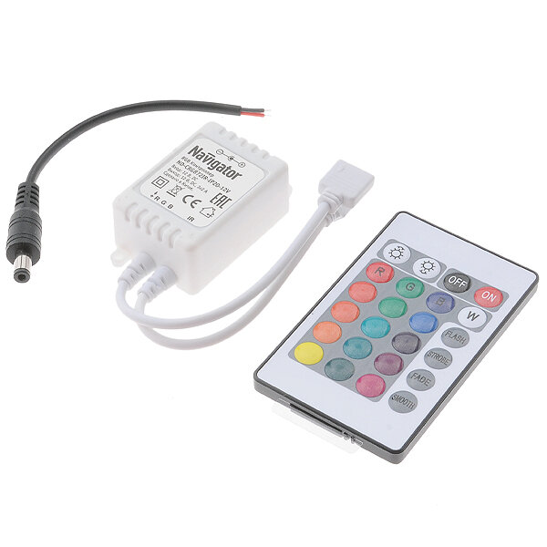 Контроллер для светодиодной ленты с пультом Navigator RGB 12В постоянного тока 72Вт IP20 71476 ND-CRGB72IR (2 шт. в комплекте)