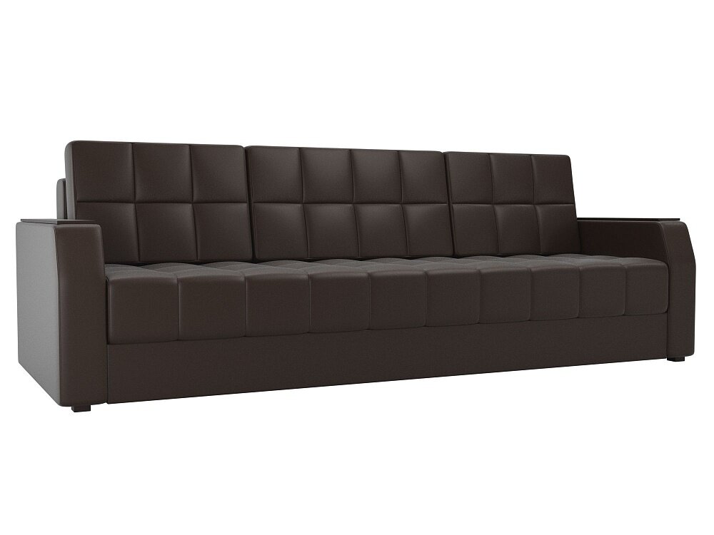 Прямой диван Атлант БС Коричневый Экокожа, еврокнижка, 230х101х85 см, с ящиком для белья