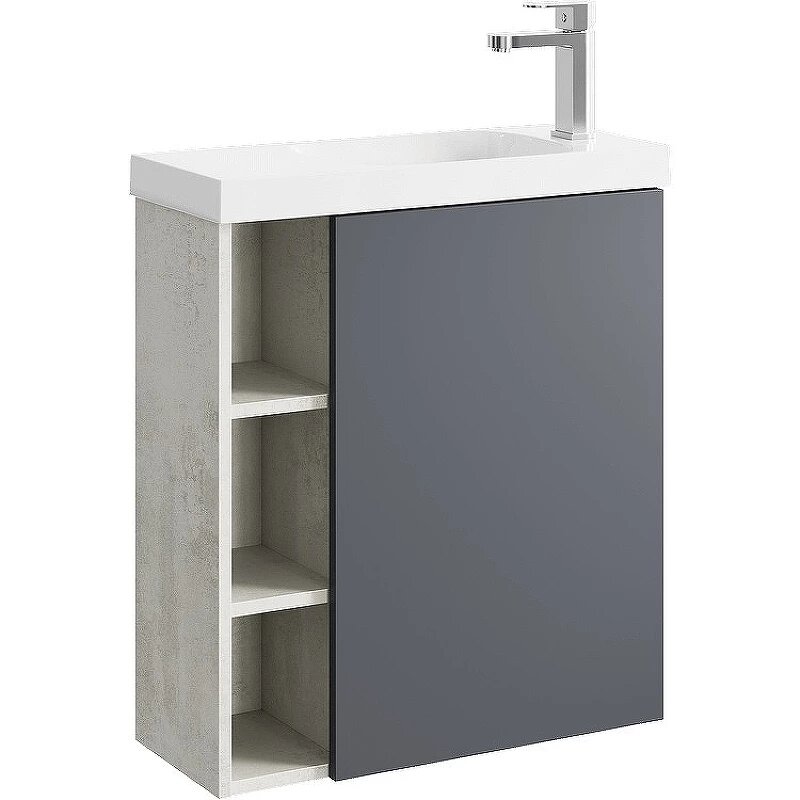 Тумба под раковину Aqwella Mobi 60 см, правая версия, светлый камень, Aqwella Alba