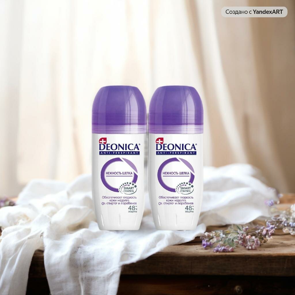Антиперспирант, DEONICA, нежность шелка, ролик, 50 мл, 2 шт