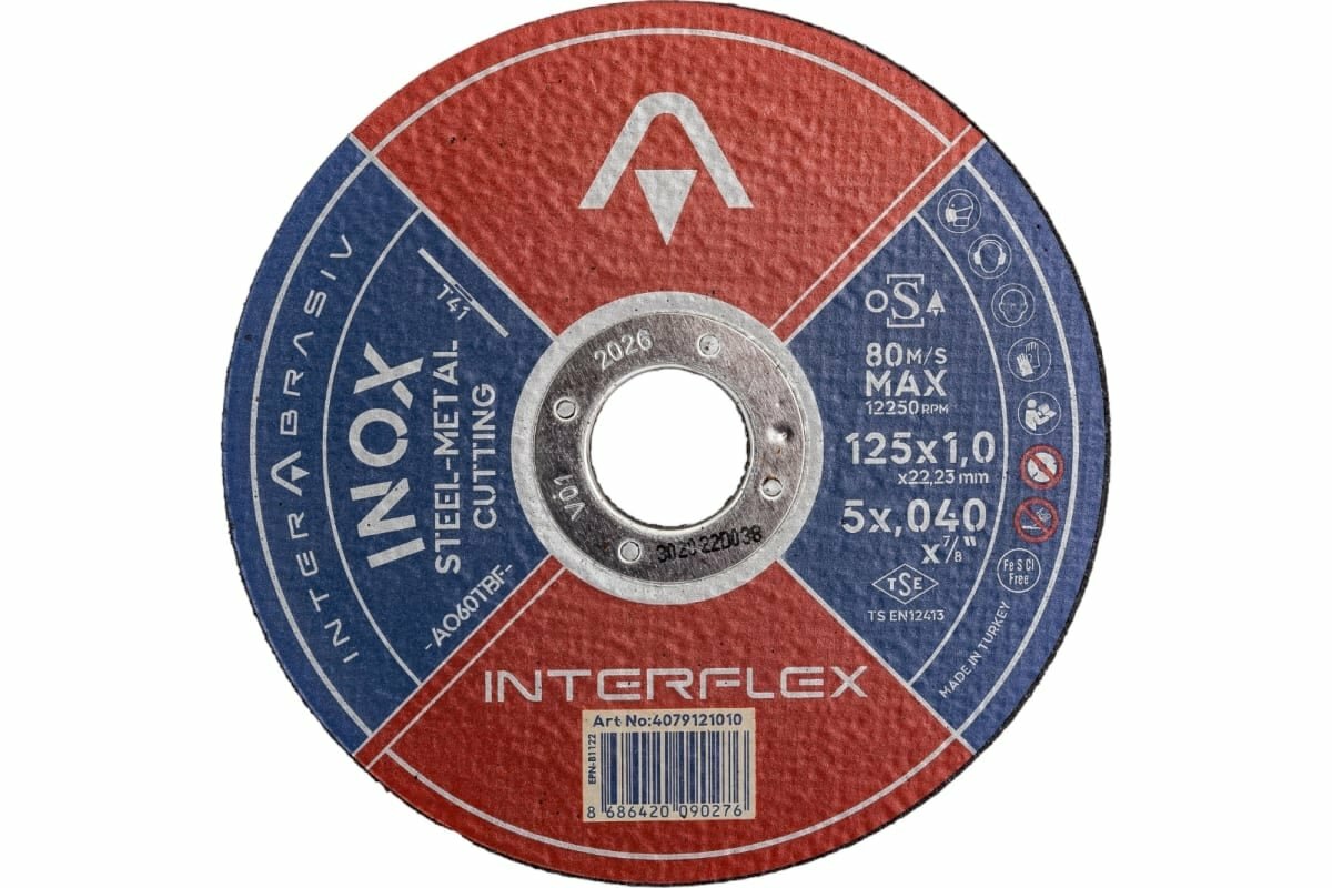Interflex INOX A060TBF 125x1x22 мм круг отрезной Т41 нержавеющая сталь металл
