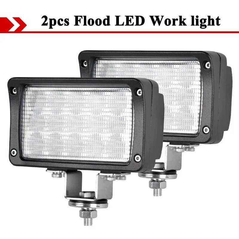 6-дюймовая квадратная светодиодная рабочая фара-искатель для тракторов, экскаваторов, грузовиков, внедорожников 4x4, сверхмощные светодиодные фары для вождения 2xFlood Lights