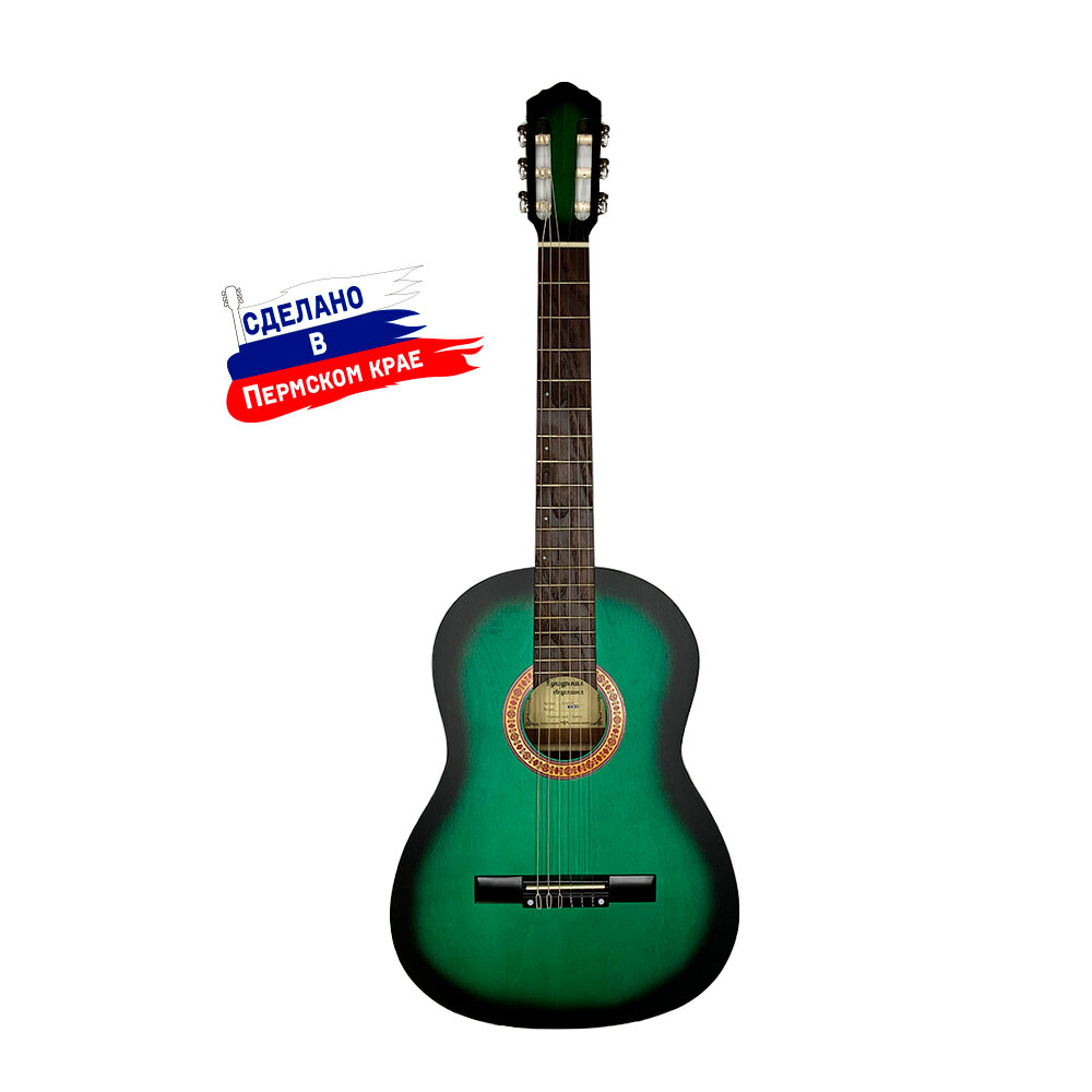 Гитара "K-Green", классическая, береза, матовая отделка, зеленая