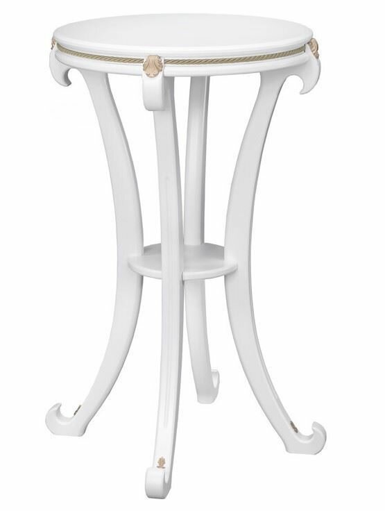 Стол-консоль Глория Вис Red Black белый, дерево, круглая столешница, ножки