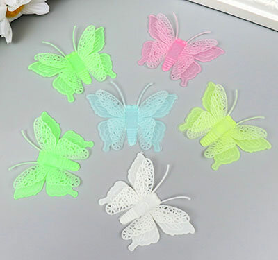Декоративные светящиеся бабочки, интерьерные наклейки (8 шт.) 1 уп.