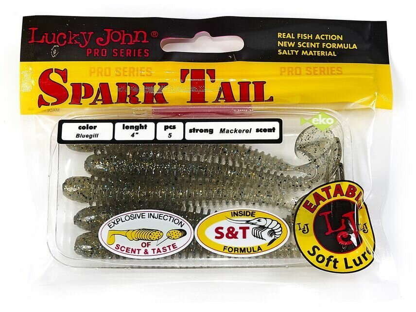 Виброхвосты съедобные искусственные Lucky John Pro Series Spark Tail, вкус макрель (5,0 см (2,0in),10 шт.)