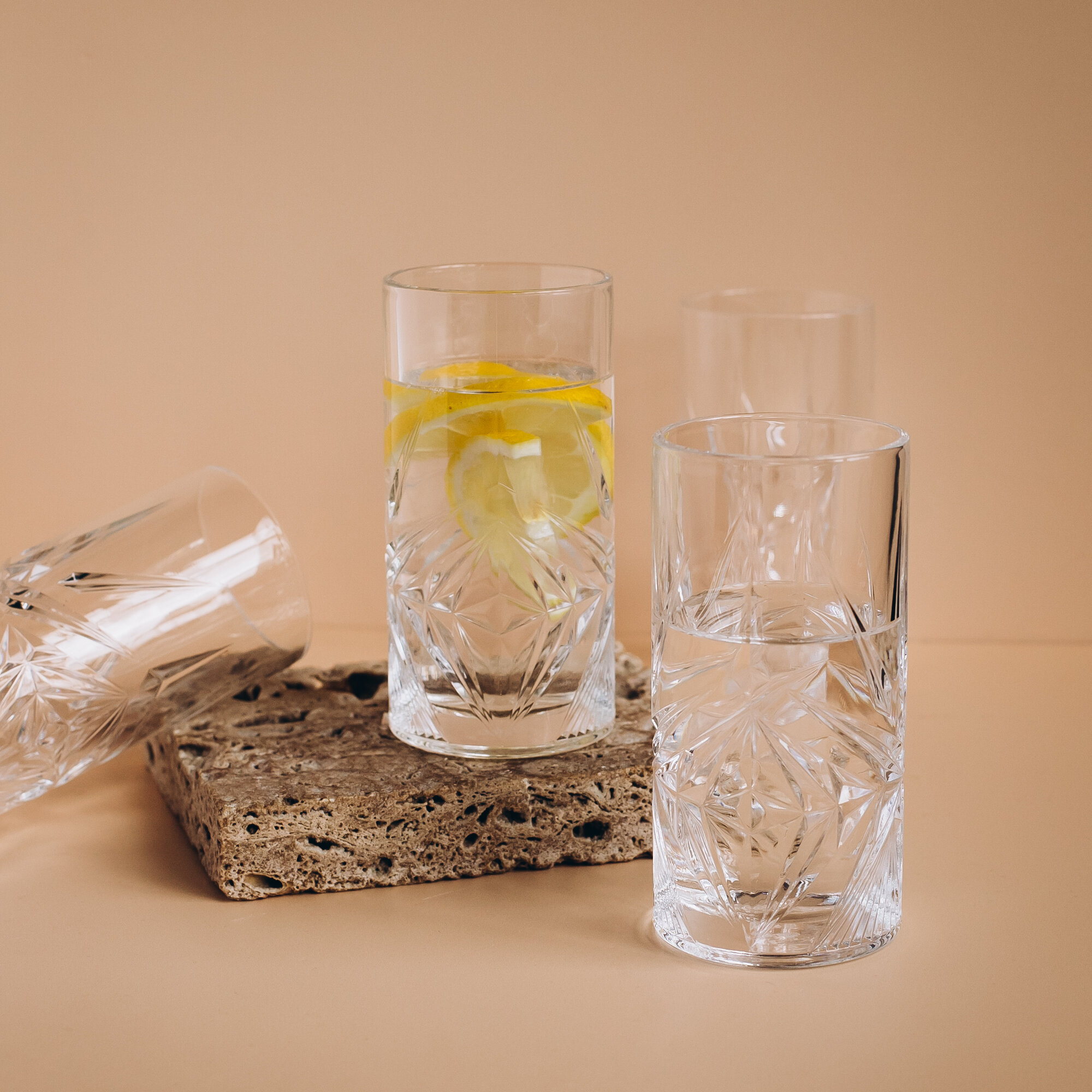 Набор стаканов для воды и коктейлей 350 мл, 4 шт, диаметр 6,8 см. высота 14 см, Pasabahce Crystallin