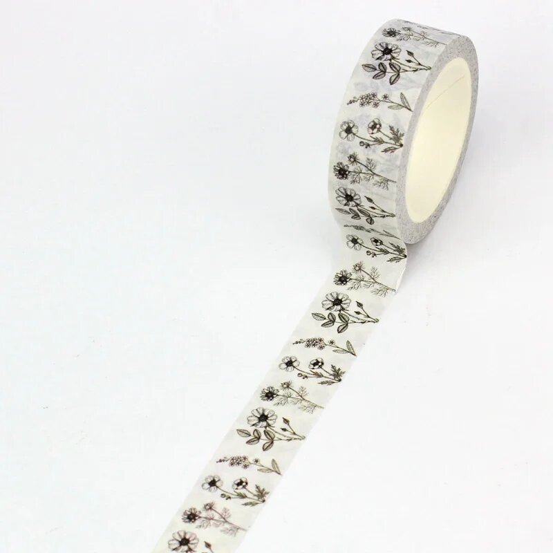 2024 Новинка 1 шт. Реалистичная декоративная васи лента с цветами ручной работы 10 м для скрапбукинга дневника клейкая Маскировочная лента кавайные канцелярские принадлежности