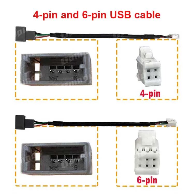 4 6-контактный USB-кабель, жгут проводов, адаптер для Hyundai KIA, установка автомобиля, послепродажный радиоприемник, головное устройство Android 4 Pin and 6 Pin