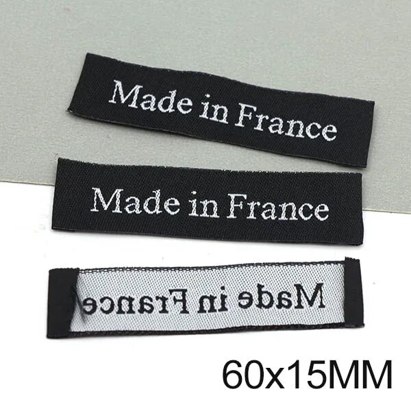 Этикетки для одежды из ткани, белые и черные, 50 шт. Black France