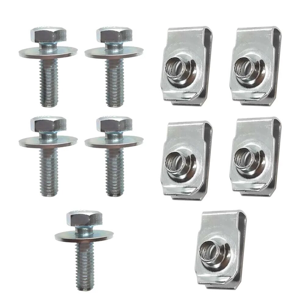10 шт./компл. болты кузова автомобиля, зажимы с U-образной гайкой, серебристый M6, крышка двигателя, защита от брызг, фиксатор бампера, крыла, крепежные винты