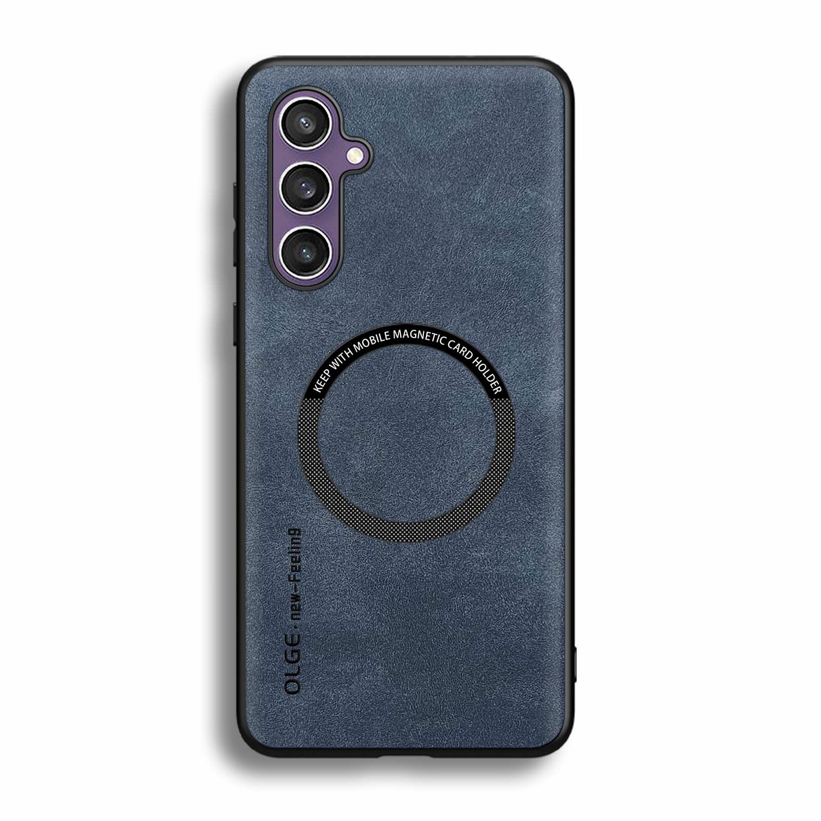 OLGE Для Samsung Galaxy S23 FE (Самсунг Галакси С23 ФЕ, S23FE) кожаный чехол для телефона из овечьей кожи с магнитной крышкой Magsafe