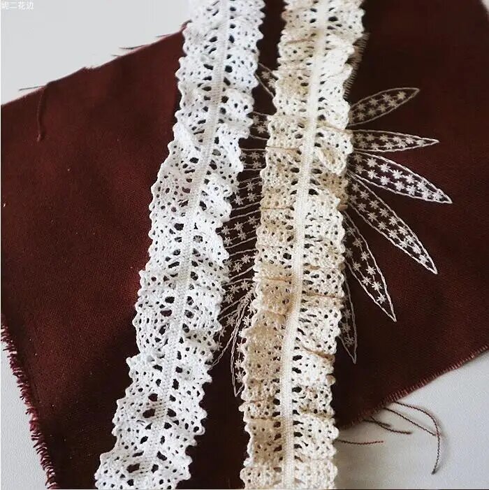 FINEFANTESYER кружевная бейка 4 метра 100% хлопок бежевый beige