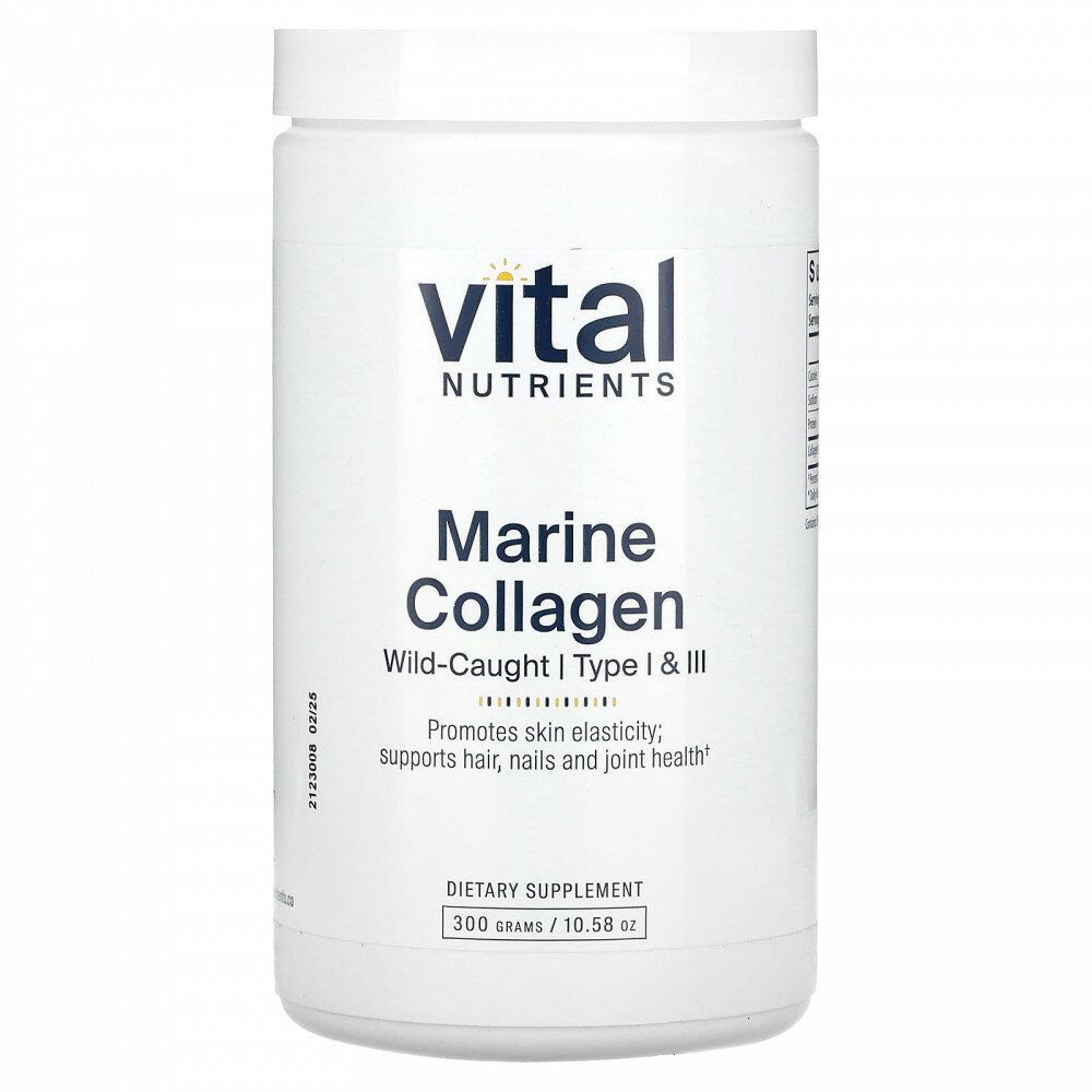 Vital Nutrients, морской коллаген дикого улова, тип 1 и 3, 300 г (10,58 унции)