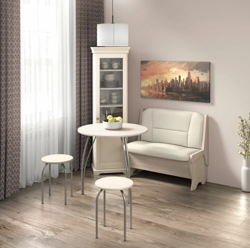 Кухонный набор Betel Скамья Лотос 950+Стол Лотос+Табурет Лотос Ясень/Крем