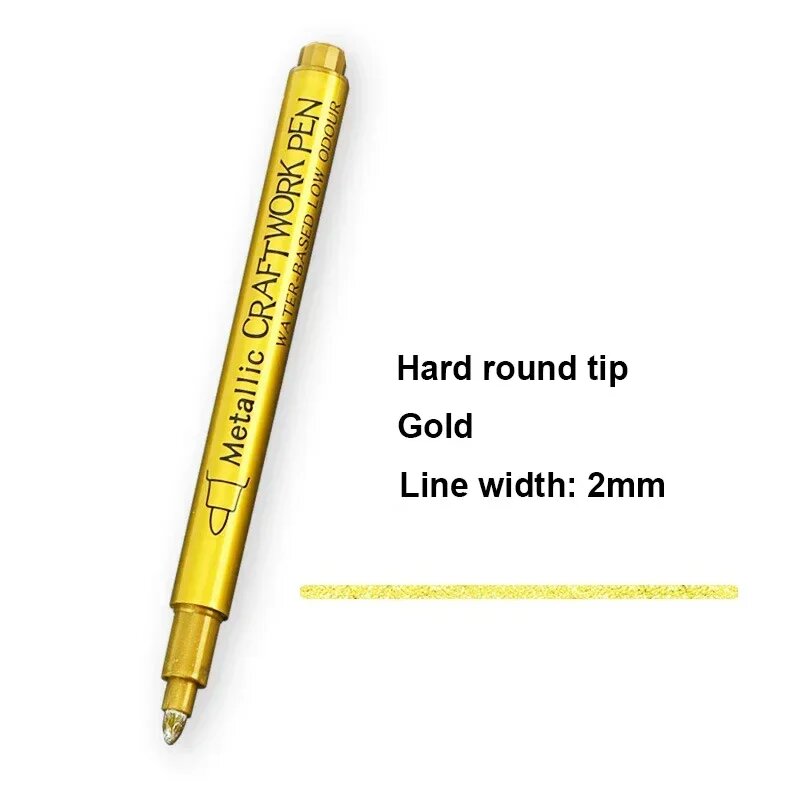 Металлические маркеры, золотые/серебряные, для рукоделия 1Pcs Hard nib Gold