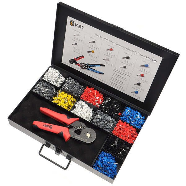 Набор НШВИ М-3450-1 КВТ втулочных изолированных наконечников с пресс-клещами 75270