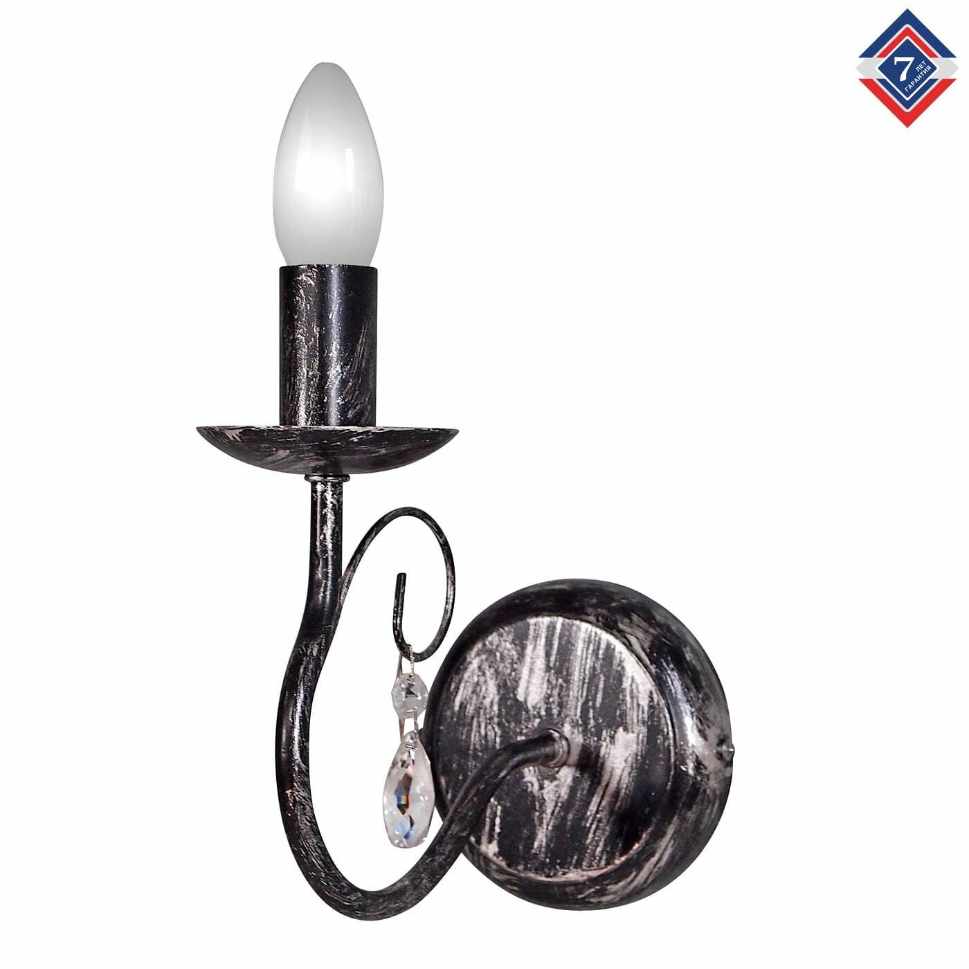 Бра настенные классика с хрусталем черный с серебром Петрасвет Россия S1269-1
