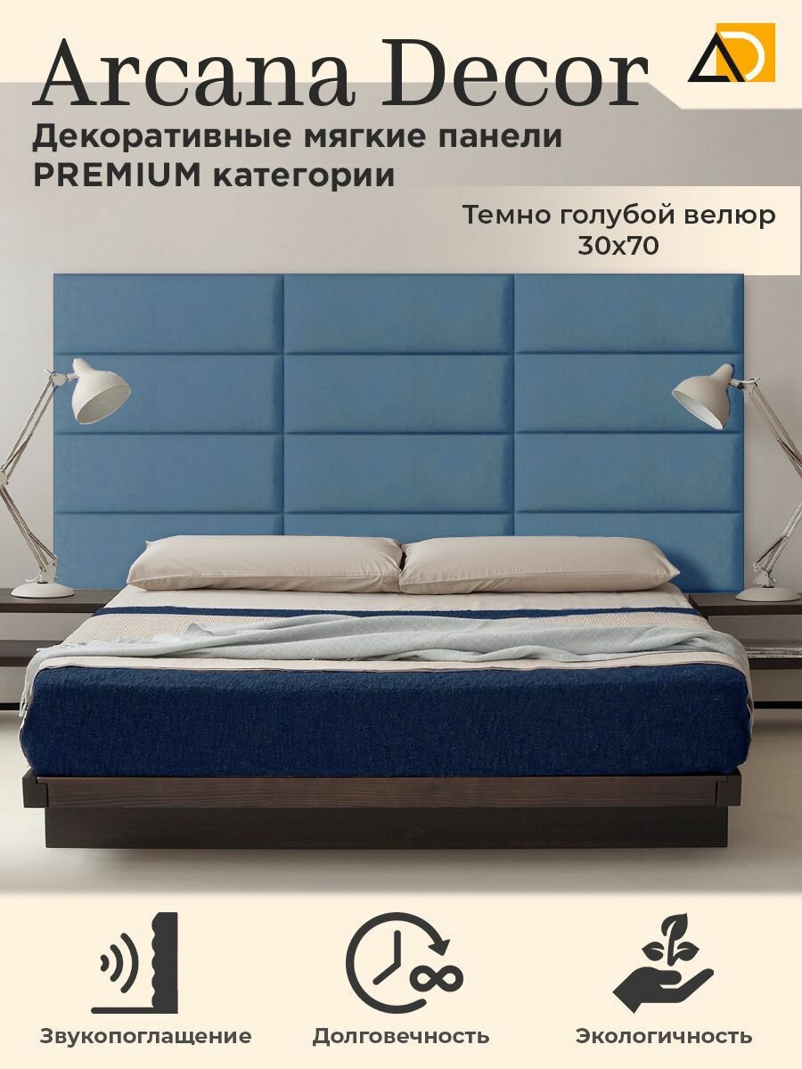 Изголовье кровати мягкая стеновая панель для декора 30/70 см 2 шт