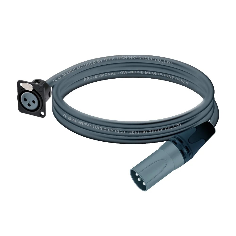 XLR кабель микрофонный 10M, F-GY-to M-Gray-BK
