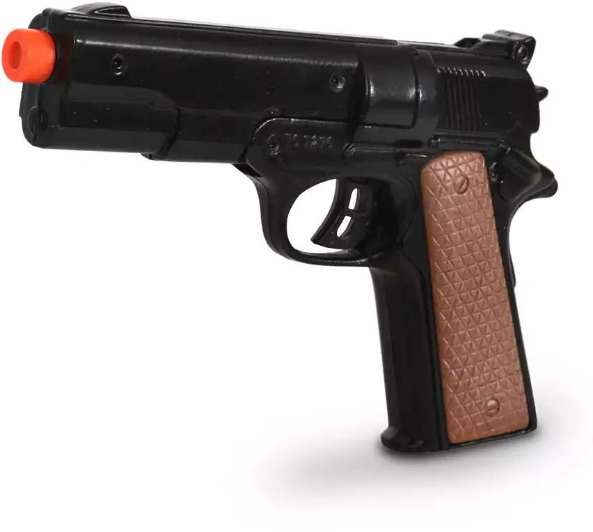 Игрушечный восьми зарядный пистолет на пистонах с металлическими элементами корпуса и барабаном (длина 18 см)