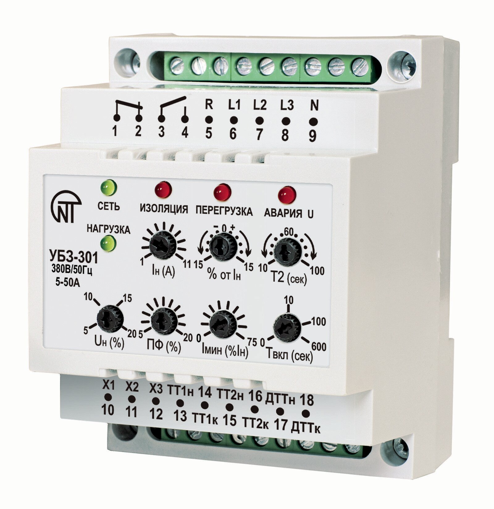 Блок защиты универсальный УБЗ-301 (5-50А) НовАтек-Электро