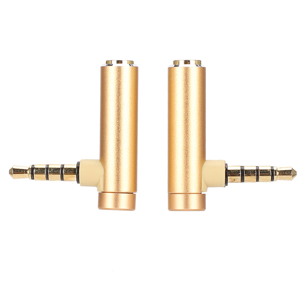 2 шт. 3,5 мм штекер-гнездо, аудиоадаптер, угловой стереокабель для наушников, золотистый